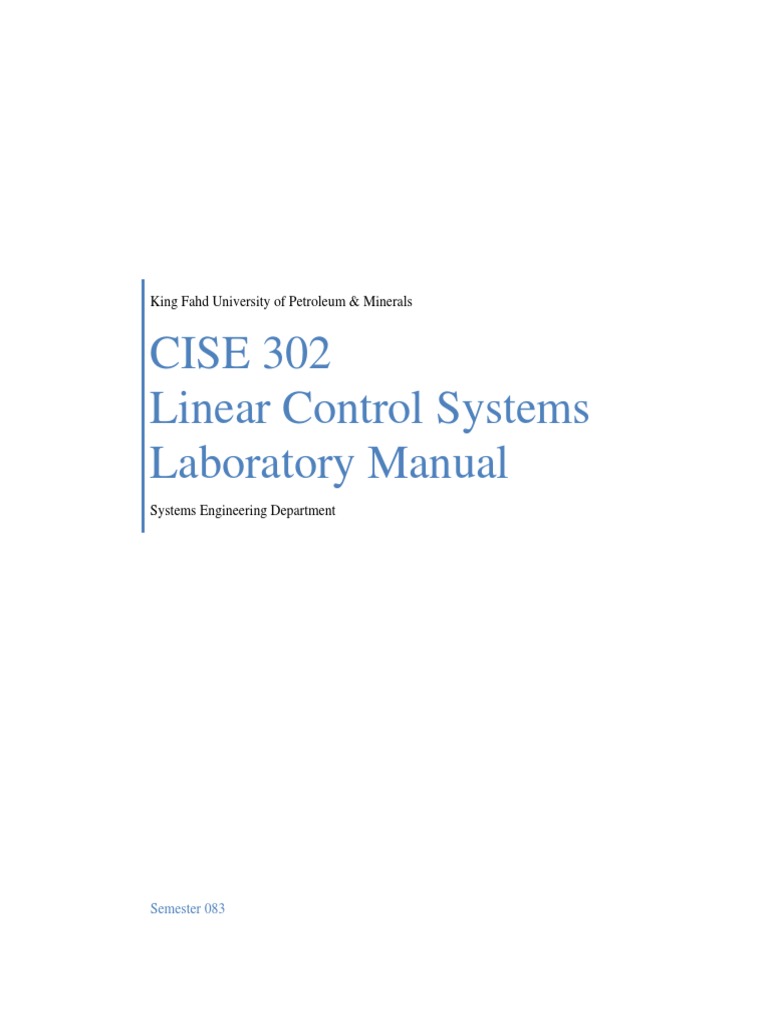 Linear Control Systems Lab Manual | PDF | Matlab | Matrix (Mathematics)