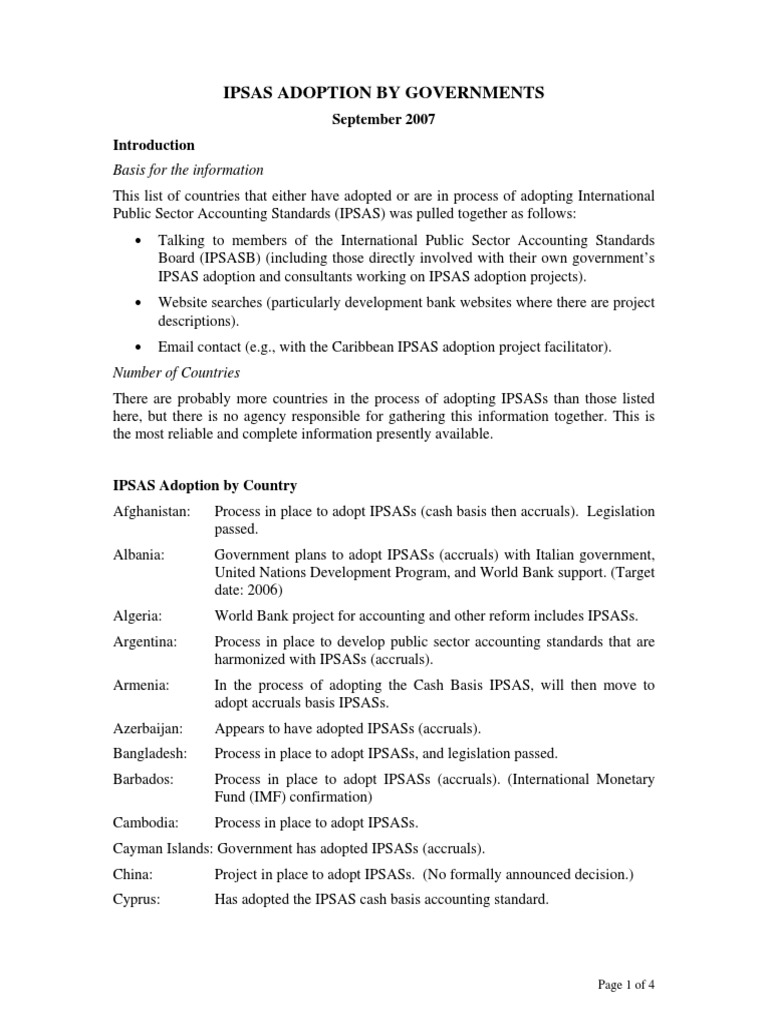Global IPSAS Adoption Overview | PDF | World Bank | Accounting