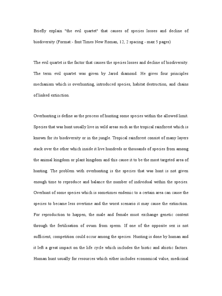 Biodiversity Evil Quartet | PDF | Habitat Destruction | Extinction