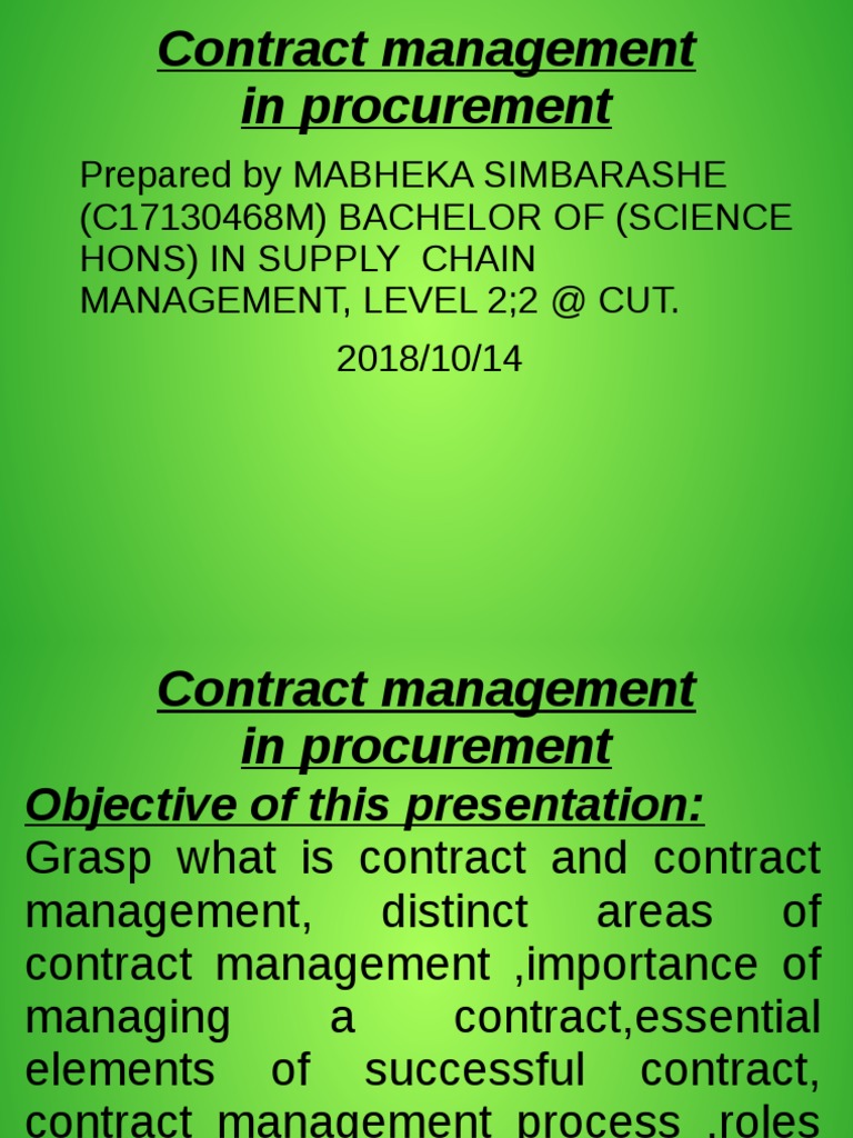 Contract Management Notes | PDF | Procurement | Supply Chain