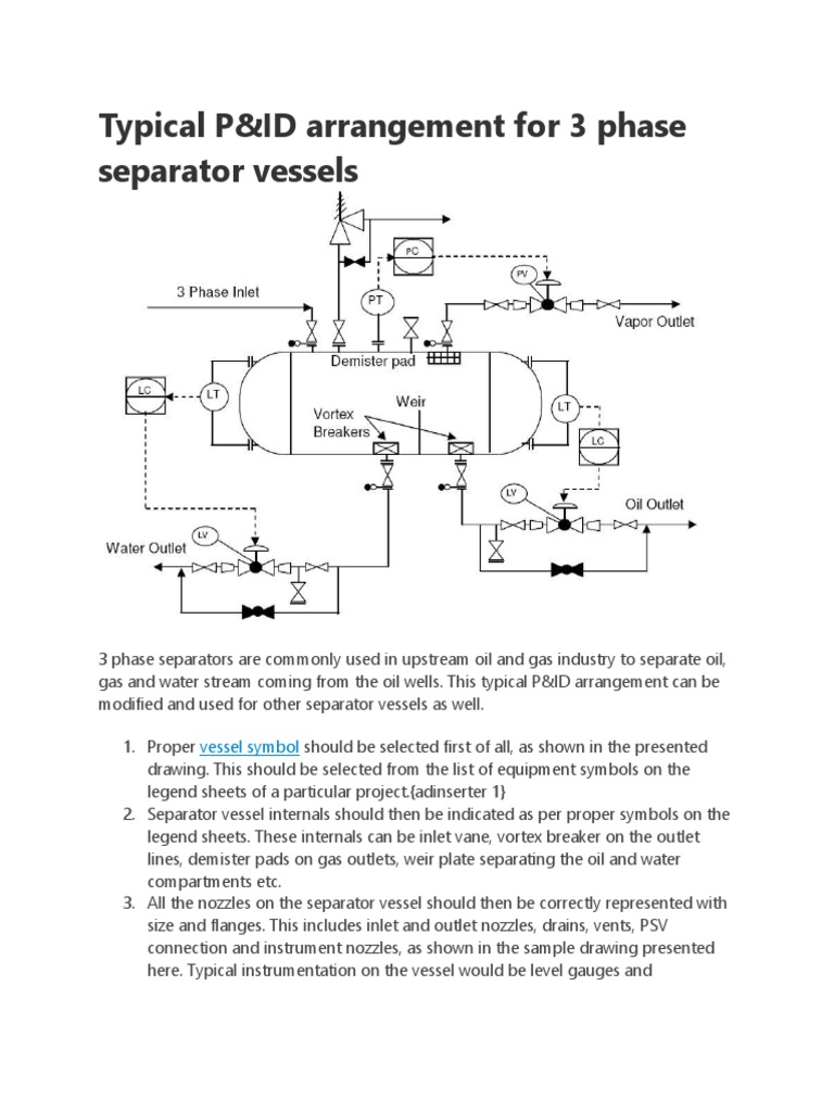 Typical 3-Phase Separator P&ID Arrangement | PDF | Valve | Pump