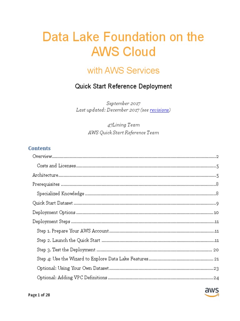 Data Lake Foundation On The Aws Cloud With Aws Services | PDF | Amazon ...