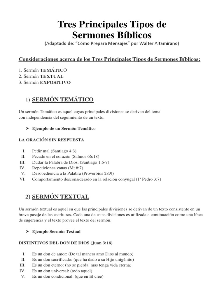 Three Main Types of Biblical Sermons | PDF | Sermón | Biblia