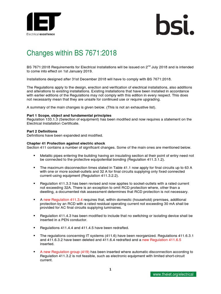 Changes Within BS 7671:2018: Part 1 Scope, Object and Fundamental ...
