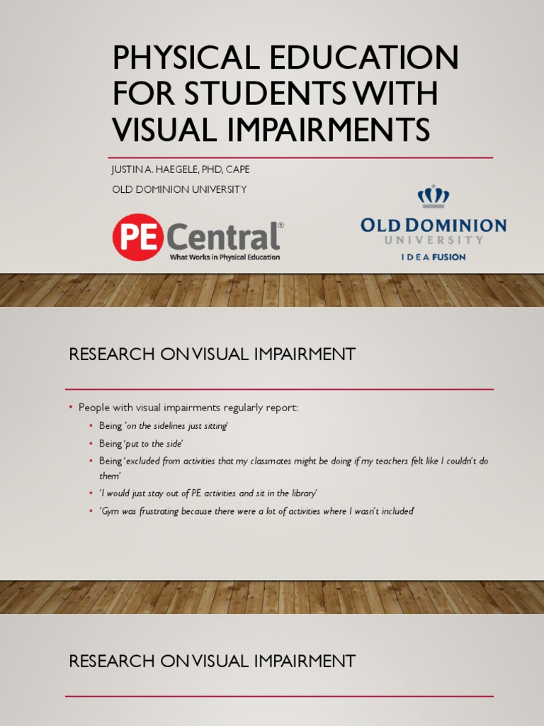 Visual Impairment Presentation | PDF | Visual Impairment | Sports