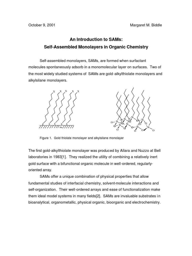 An Itroduction To SAM Self Assembled Monolayer | PDF | Chemistry ...