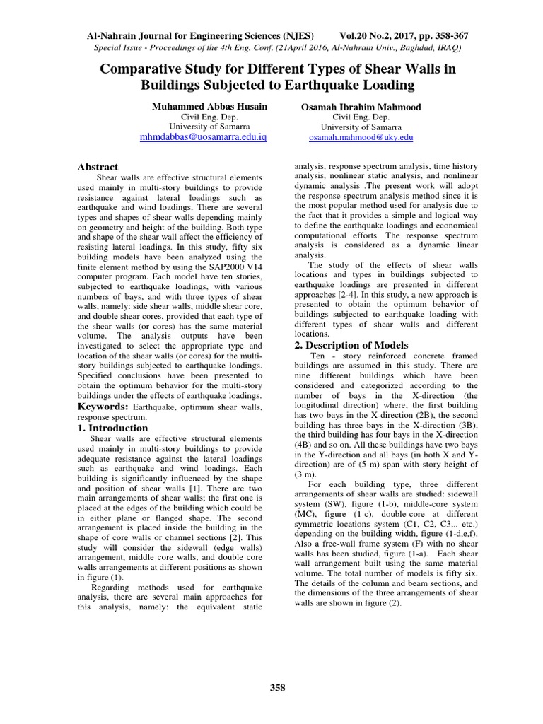 Comparative Study For Different Types of Shear Walls in Buildings Subjected To Earthquake ...