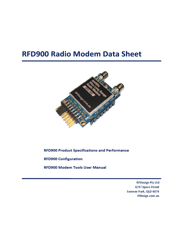 RFD900 DataSheet | PDF | Antenna (Radio) | Modem