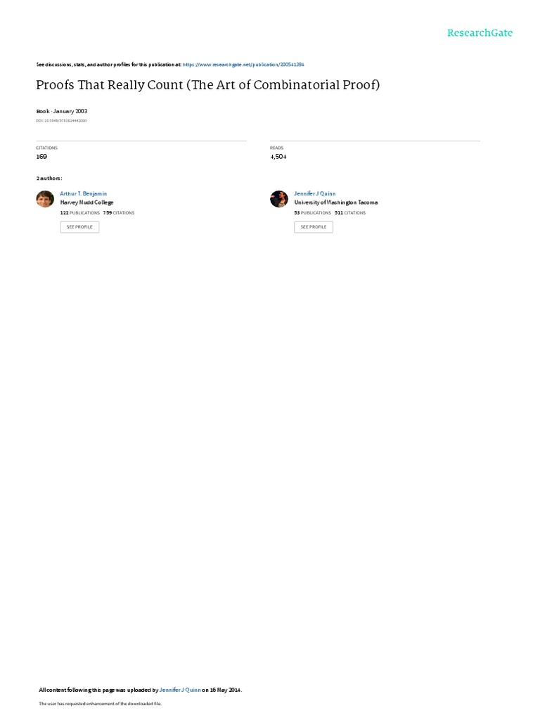 Proofs That Really Count The Art of Combinatorial | PDF | Combinatorics ...