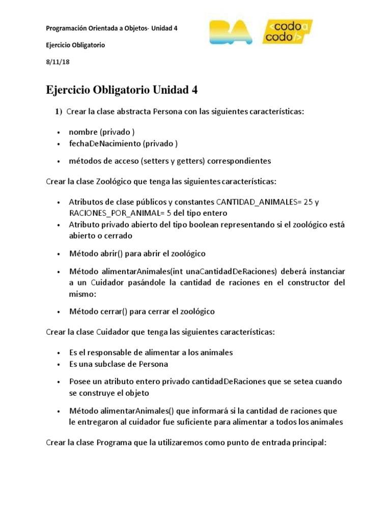 Ejercicios | PDF | Objeto (informática) | Constructor (Programación ... Ejercicios | PDF | Objeto (informática) | Constructor (Programación ...