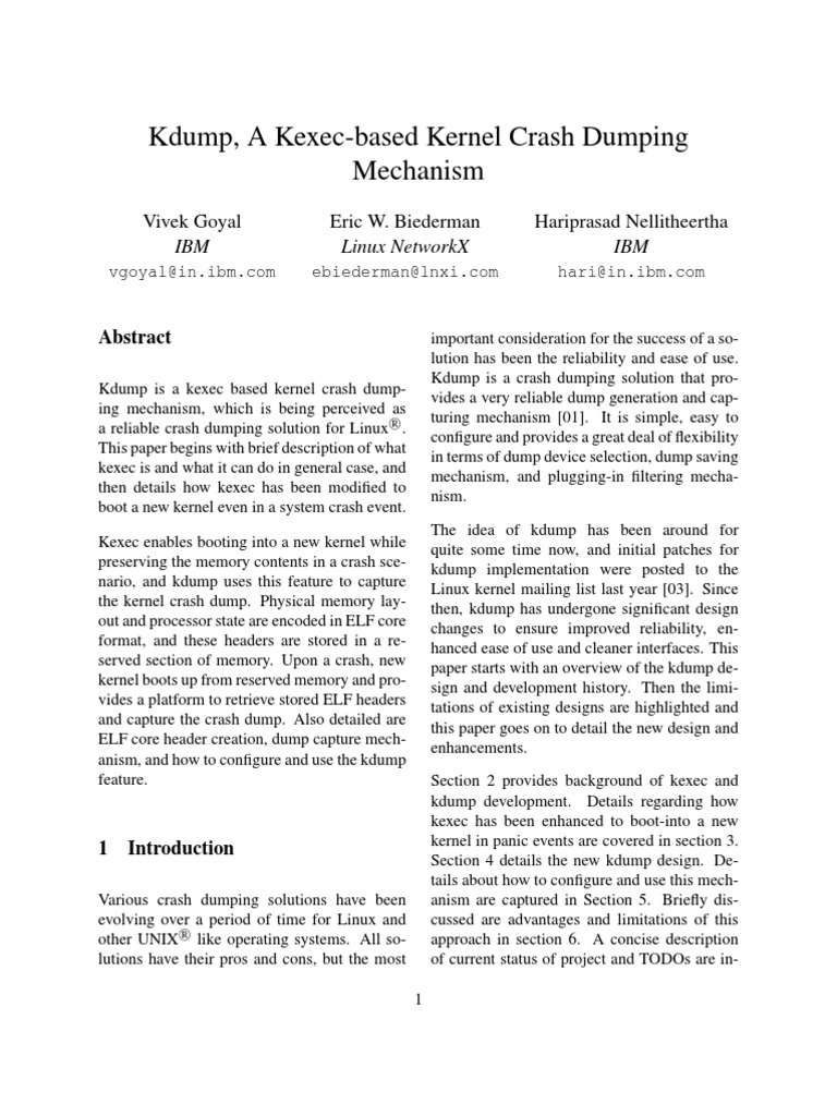 Kdump White Paper | PDF | Booting | Kernel (Operating System)