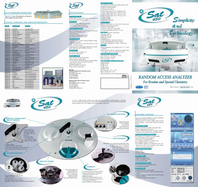 SAT 450 Clinical Chemistry Analyzer | PDF | Chemical Reactions ...