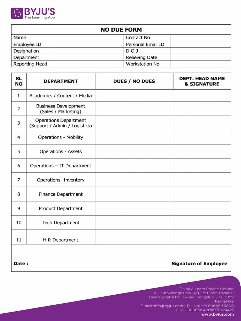 No Dues Form | PDF