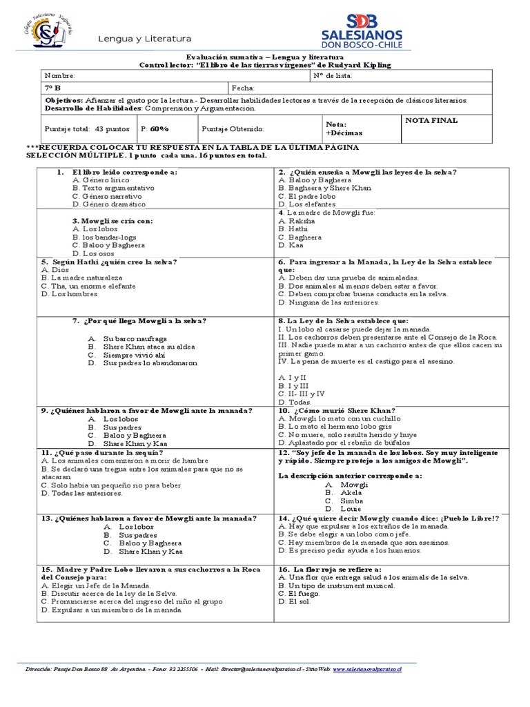 El Libro de La Selva - Prueba | PDF | El libro de la selva