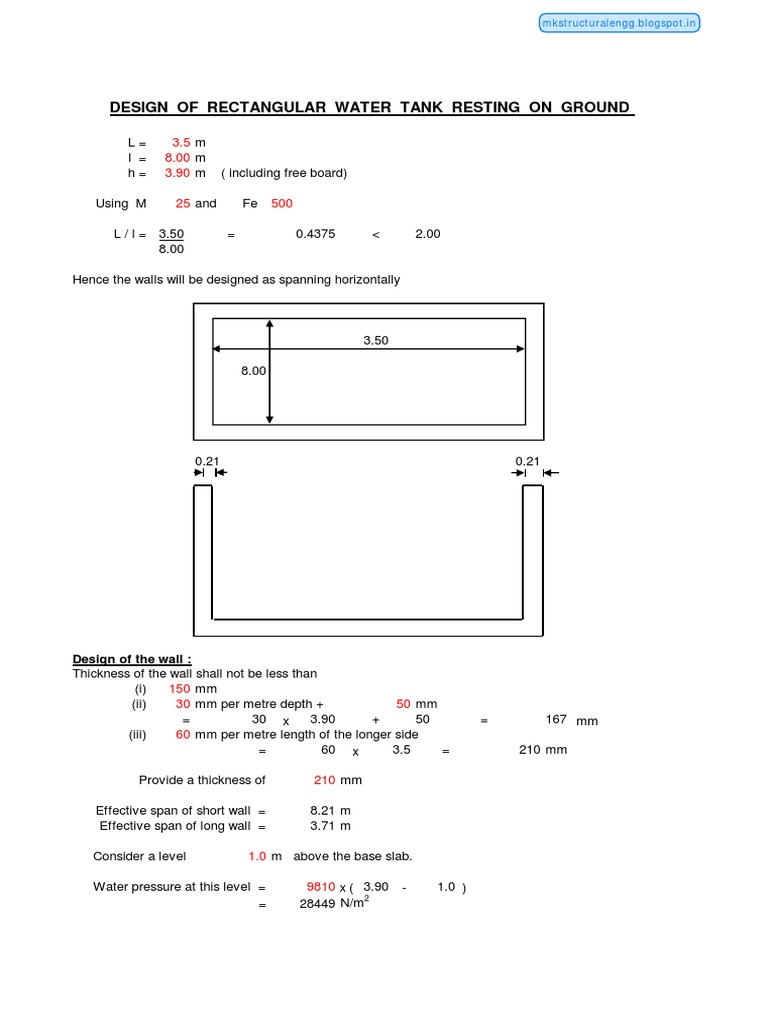 Design of Water Tank (At Ground) | PDF | Civil Engineering | Building ...