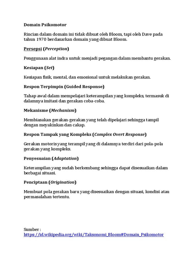 Domain Psikomotor | PDF | Karier & Perkembangan