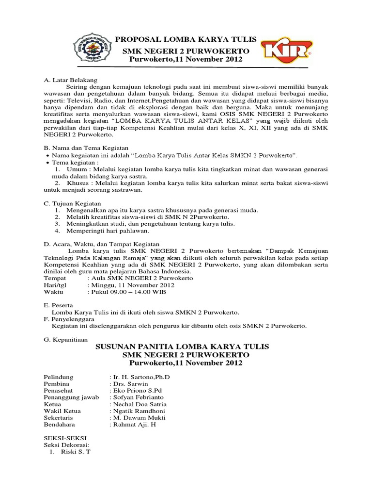 Proposal Lomba Karya Tulis | PDF