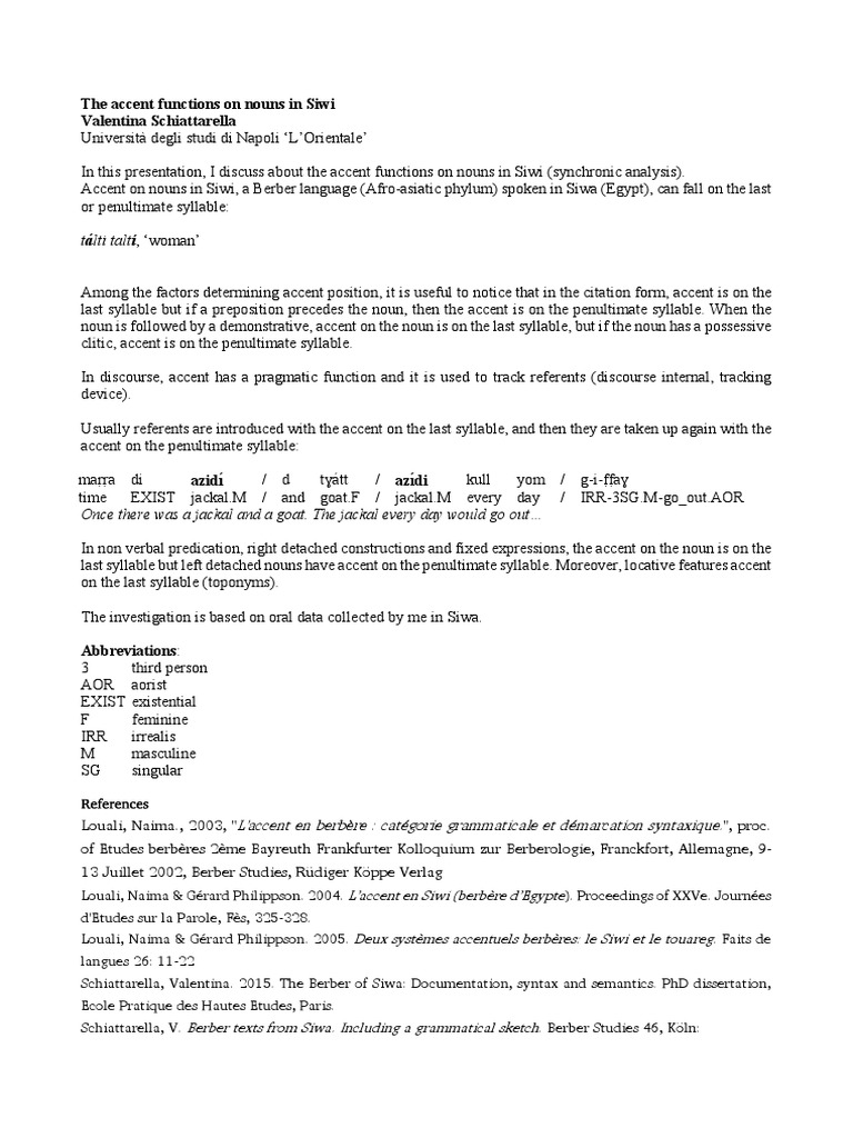 A Gender-Based Language Disparity in A Siwi | PDF | Stress (Linguistics ...