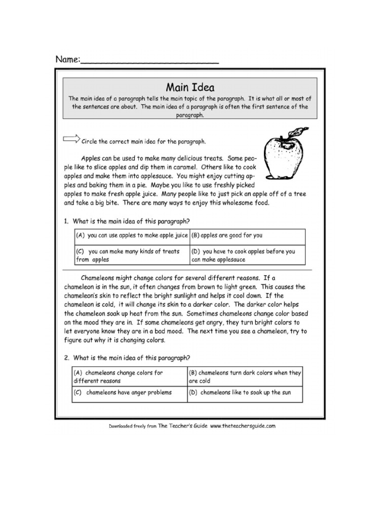 First Grade Main Idea Worksheets First Grade Main Idea | TPT