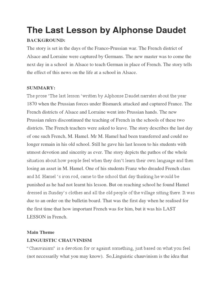 The Last Lesson | PDF | Franco Prussian War | German Empire