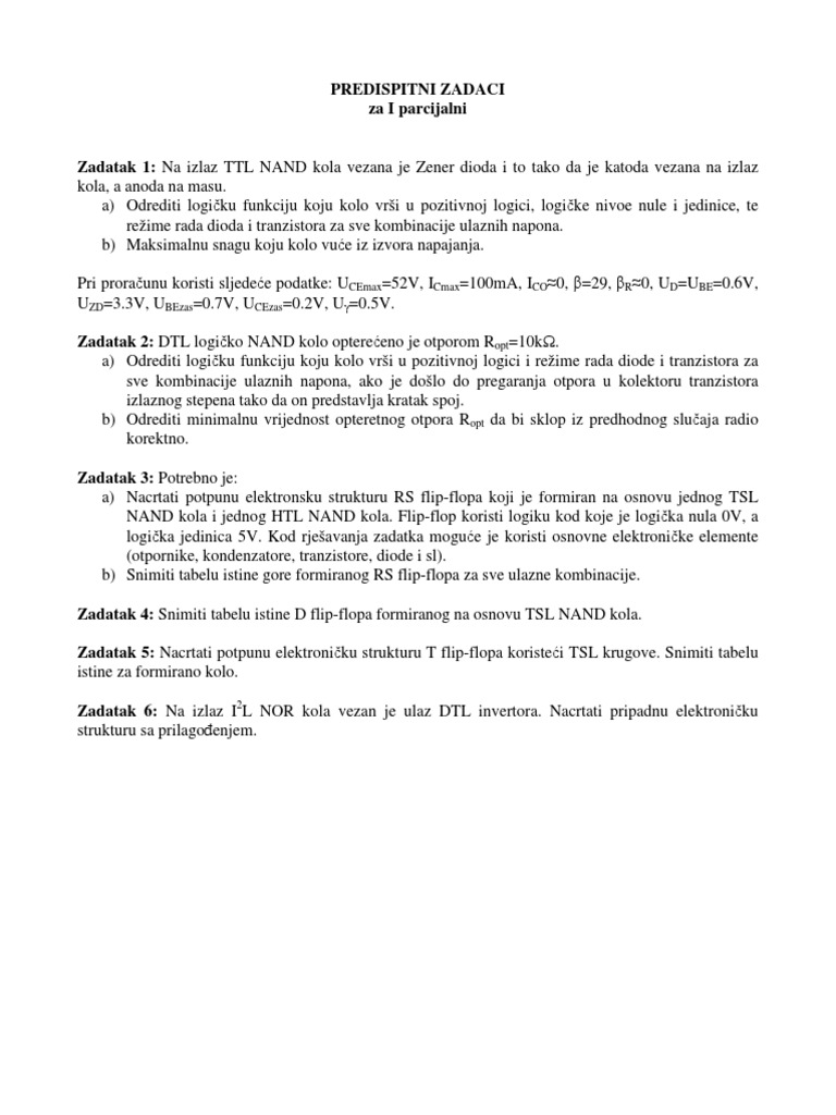 Ispitni Zadaci Iz Digitalnih Integrisanih Kola | PDF