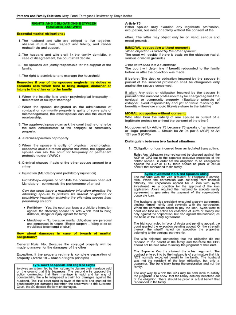 Prefinals Reviewer 2 PDF | PDF | Marriage | Community Property