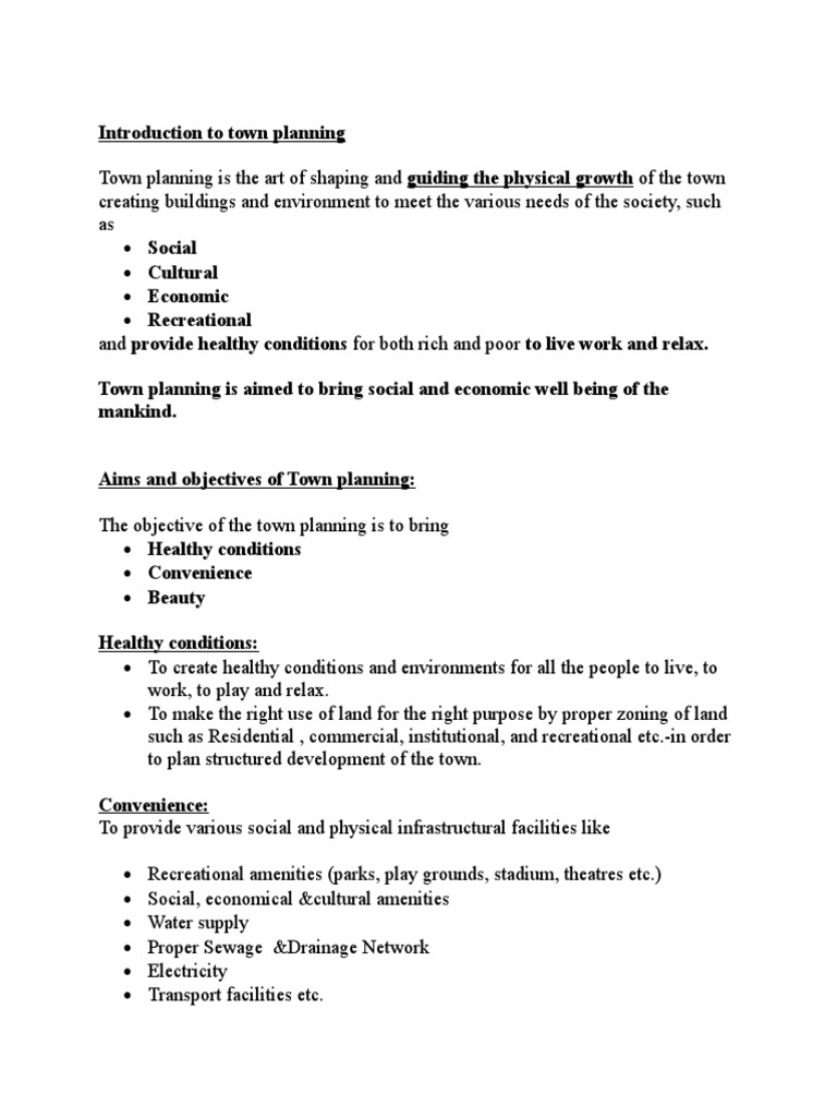 Introduction To Town Planning-Lecture Notes | PDF | Urban Planning | Zoning