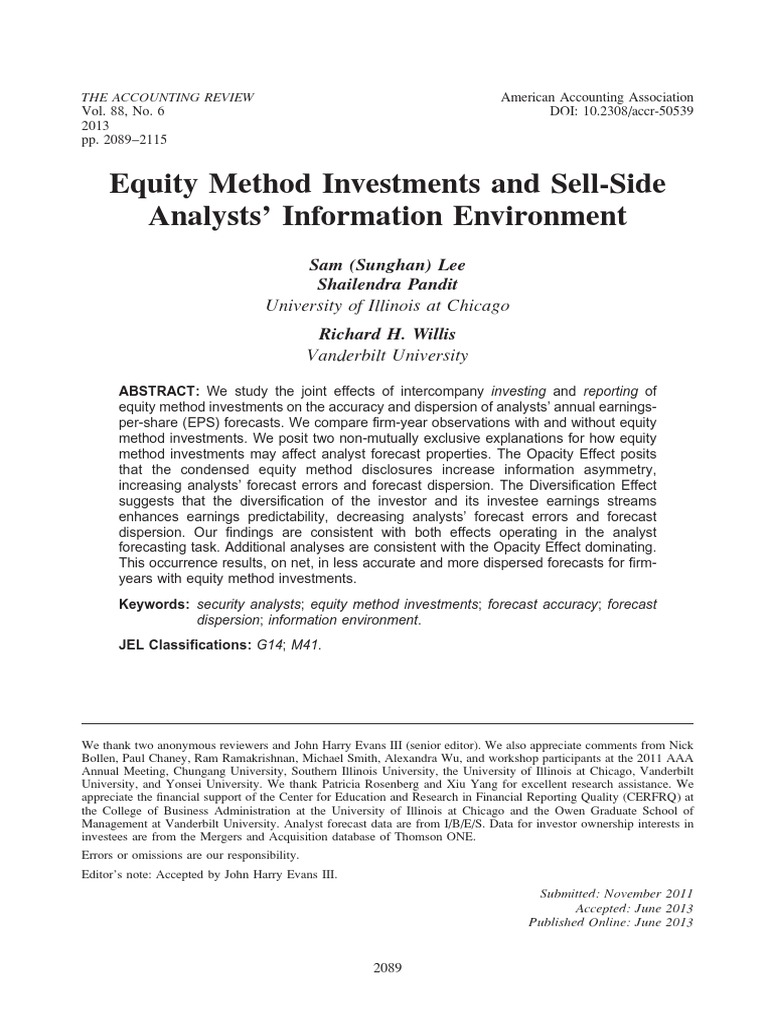 Equity Method Investments and Sell-Side Analysts' Information ...