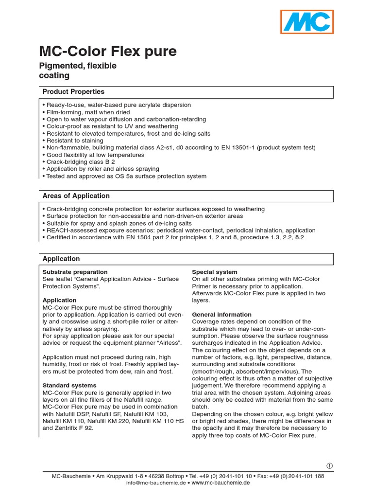 MC-Color Flex Pure Data Sheet | PDF | Frost | Humidity