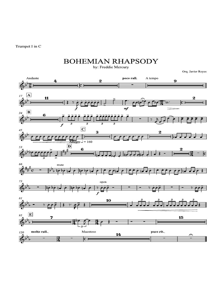 Bohemian Rhapsody - Trumpet I in C | PDF