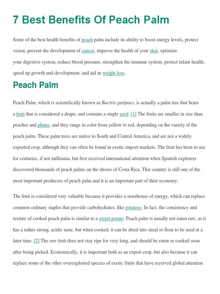 7 Best Benefits of Peach Palm or Peewah | Download Free PDF | Dietary ...