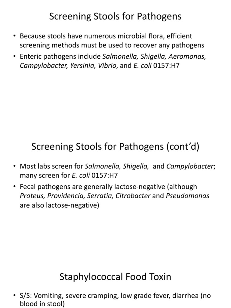 Screening Stools For Pathogens | PDF | Diarrhea | Prokaryote