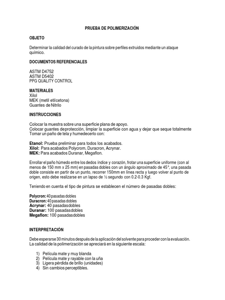 Evaluación de Curado de Pintura ASTM D4752 | PDF | Métodos y materiales ...