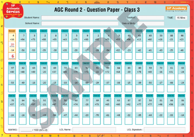 AGC Round 2 Set a Question-Paper Class 3