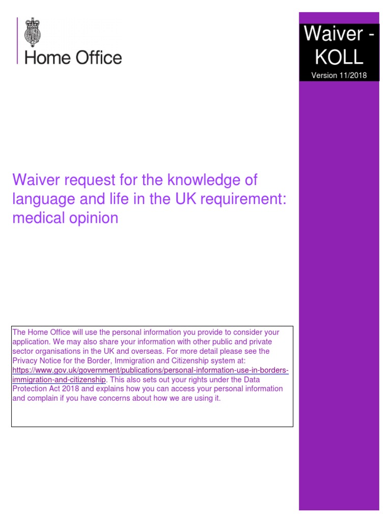 Form Waiver KOLL | PDF | United Kingdom | Government