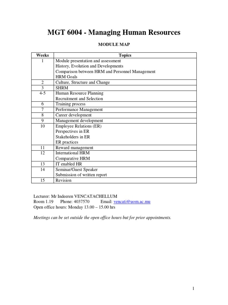 HR Management Course Guide | PDF | Human Resource Management | Argument