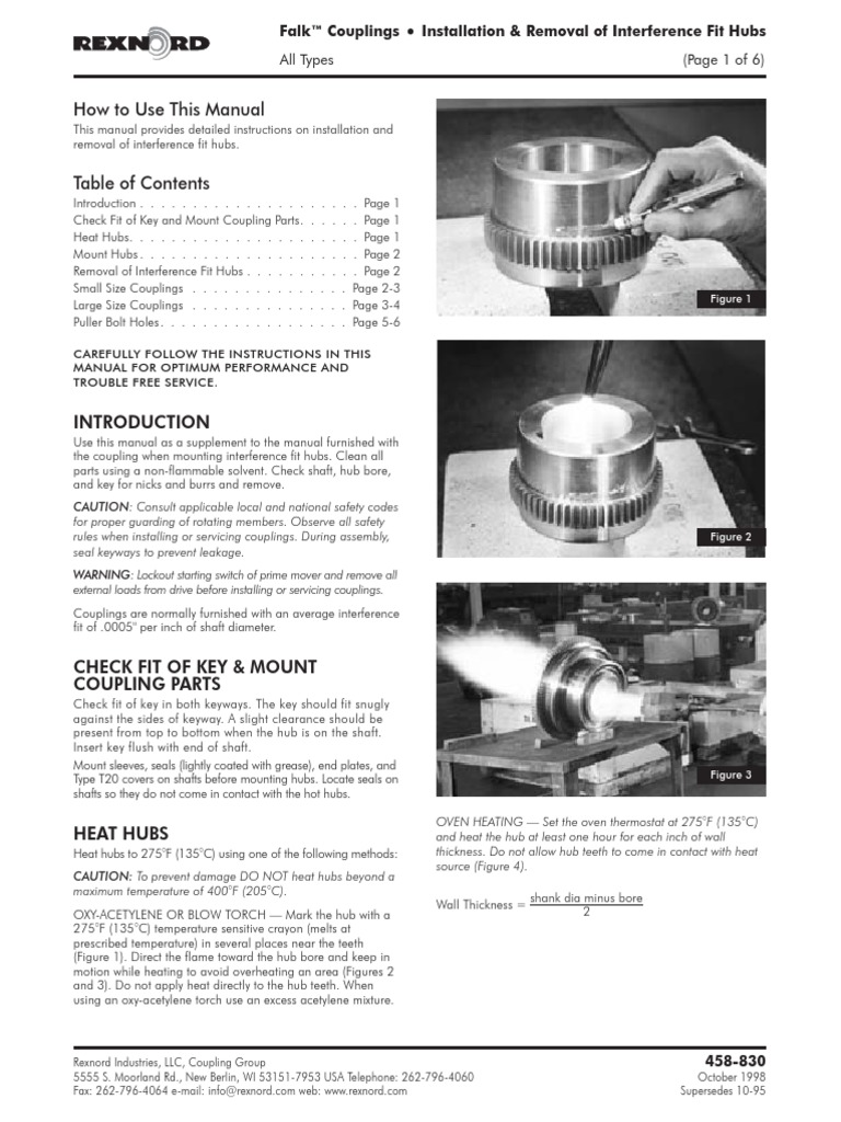Falk Couplings Installation and Removal Manual | Pump | Screw