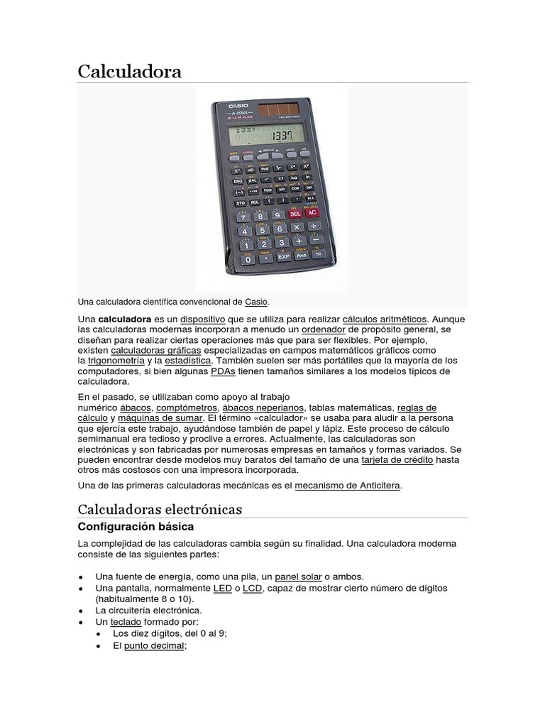 Partes de una calculadora científica | PDF | Calculadora | Equipo de ...