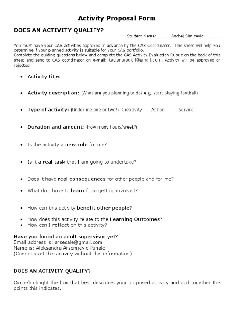Activity Proposal Form: Does An Activity Qualify? | PDF | Communication ...