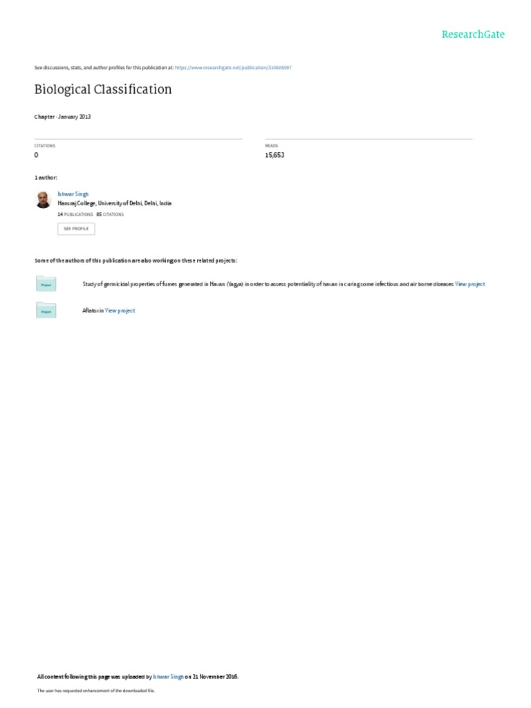 Biological Classification 2013 | PDF | Taxonomy (Biology) | Archaea