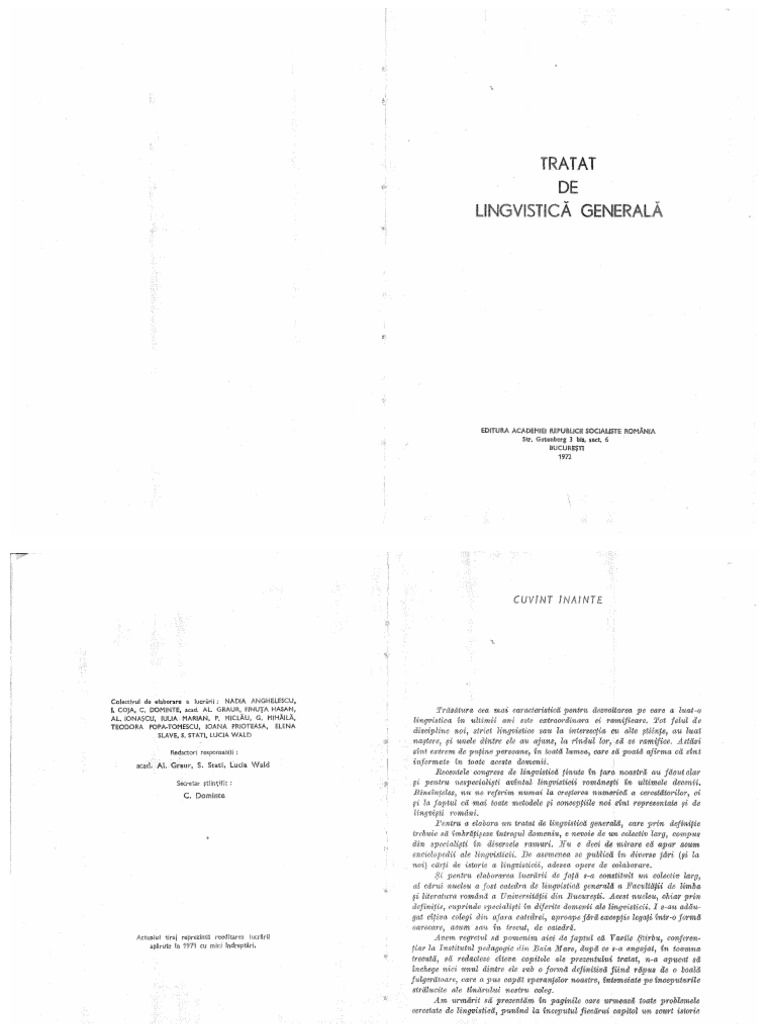 Tratat de Lingvistica Generala | PDF