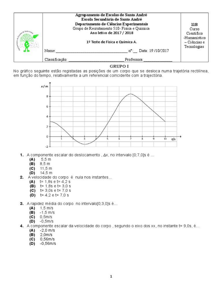 11 Ano Teste de FQ | PDF | Força | Terra