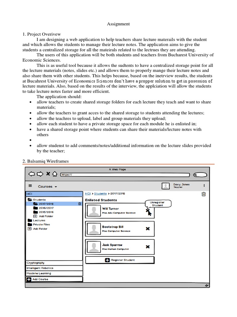 HCI Assignment Wireframing | PDF | Lecture | Human–Computer Interaction