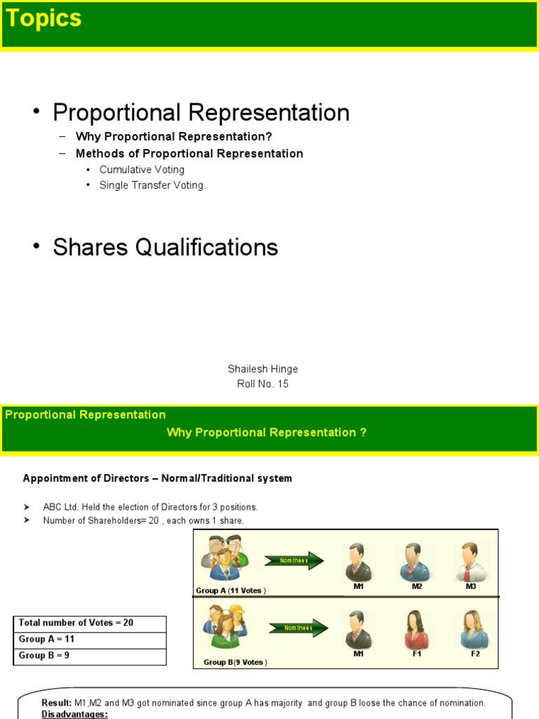 Proportional Representation in Director Appointments | PDF | Voting ...