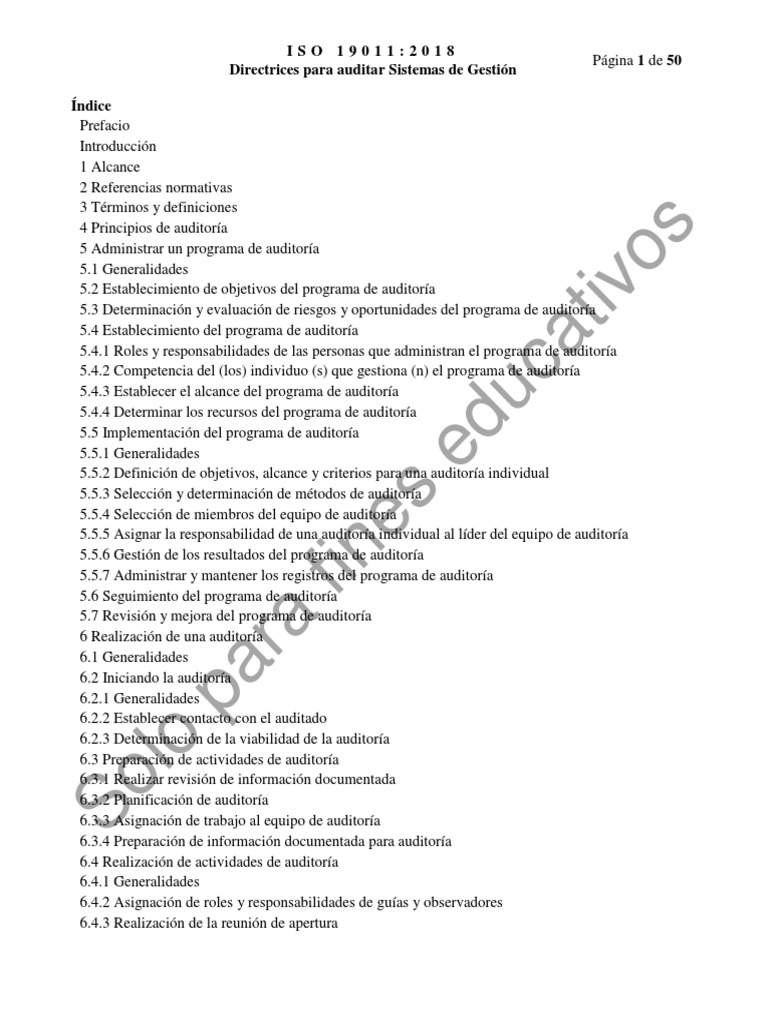 Norma - ISO 19011 2018 - ES PDF | PDF | Auditoría | Iso 9000