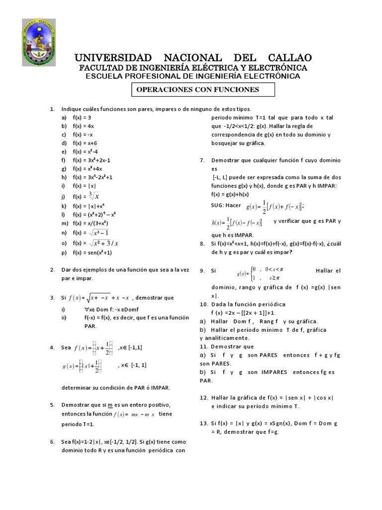 Ejercicios-Sobre-Funciones Unac | PDF | Función (Matemáticas) | Funciones y mapeos