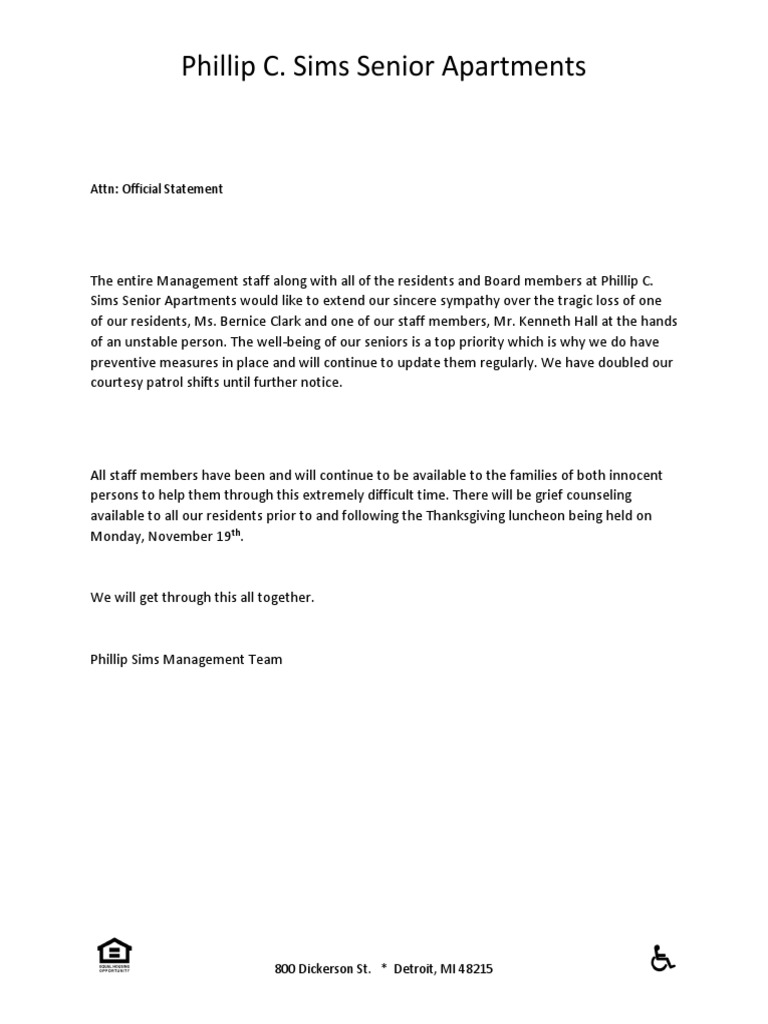 Offical Statement From Sims | PDF
