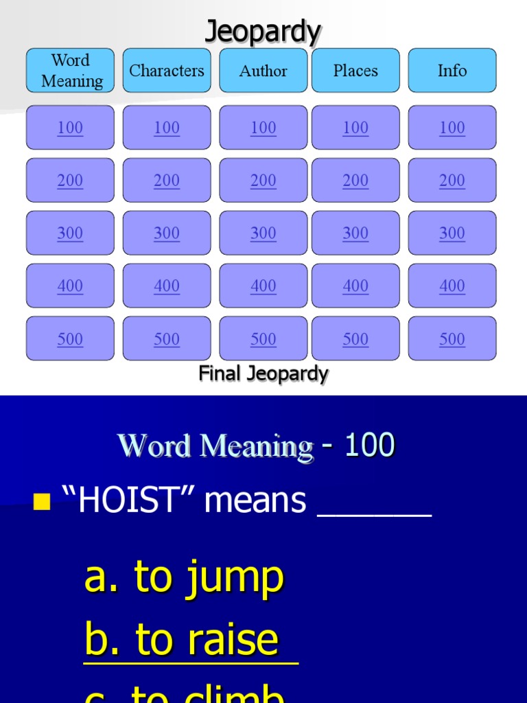 Word Meaning Characters Places Info: Final Jeopardy | PDF | Quasimodo
