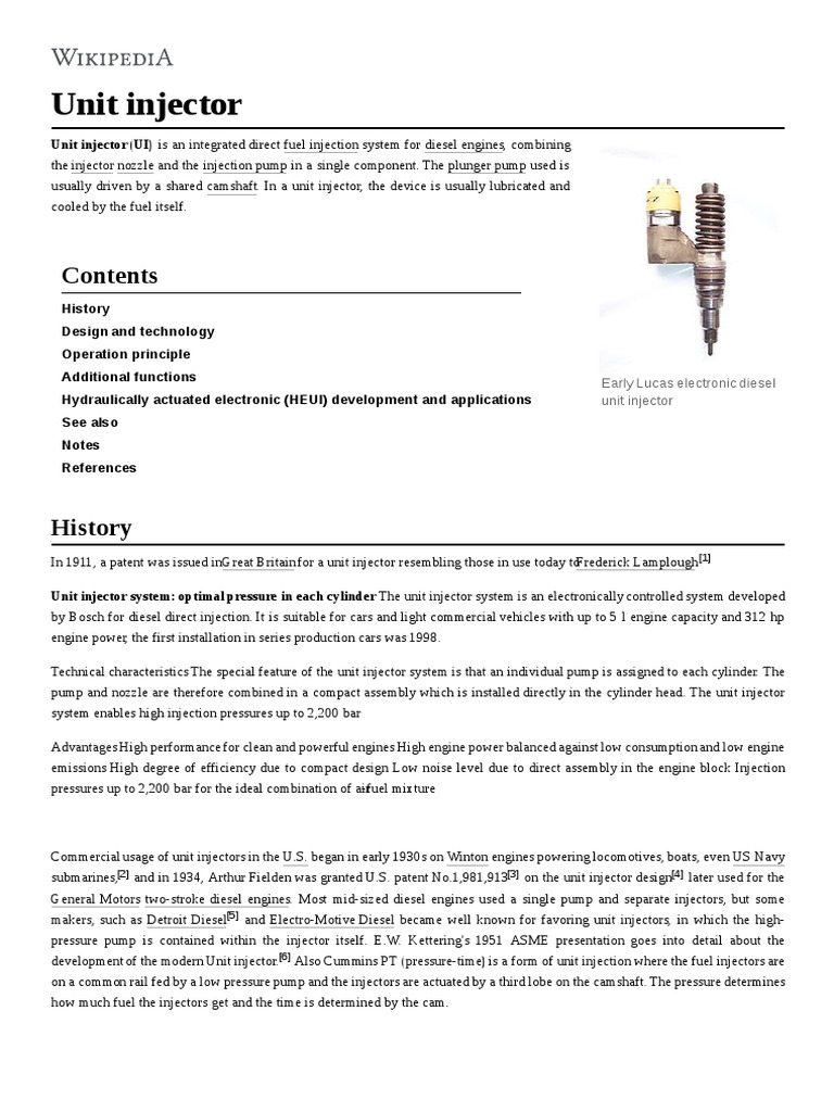 Early Lucas Electronic Diesel Unit Injector | PDF | Fuel Injection | Internal Combustion Engine