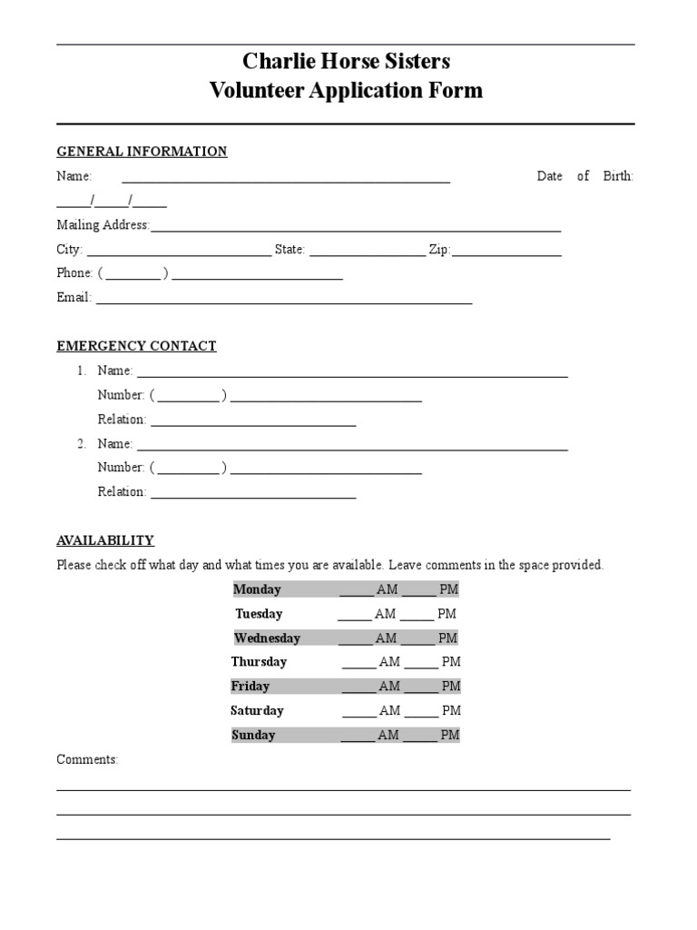 Volunteer Application | PDF | Business